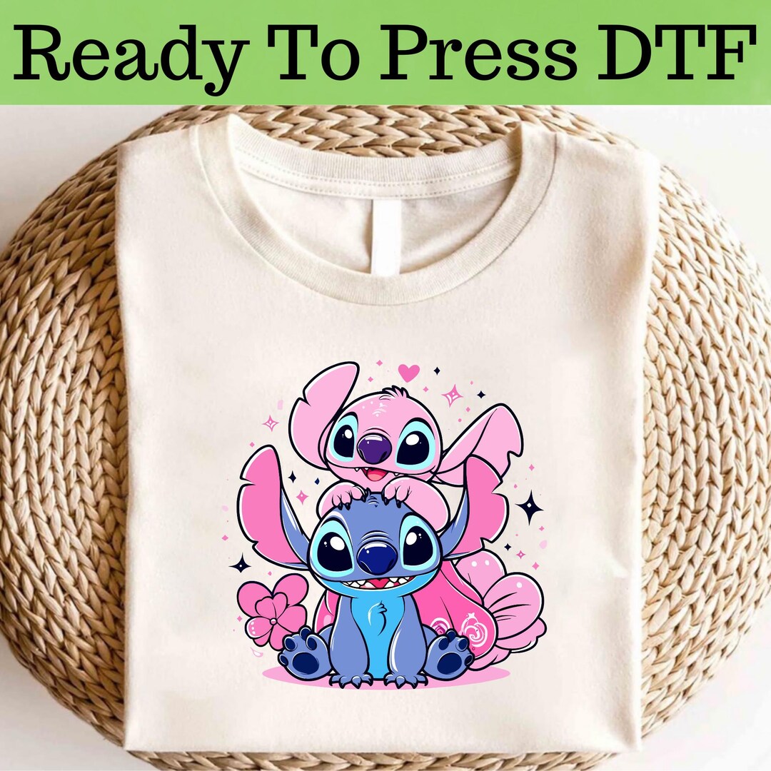 Disney Stitch and Angel DTF, Disney Stitch DTF Transfer, Disney Angel ...