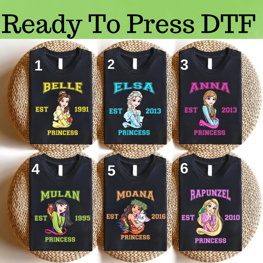 Disney Princesses Character DTF, Disney Princesses Castle DTF Transfer ...