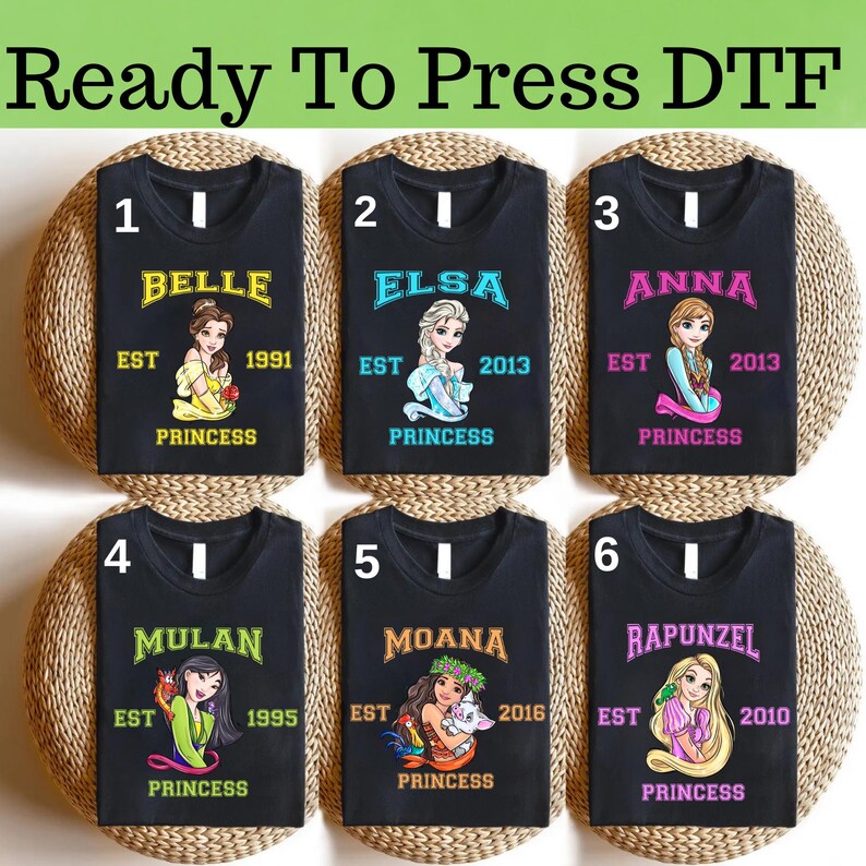 Disney Princesses Character DTF, Disney Princesses Castle DTF Transfer ...