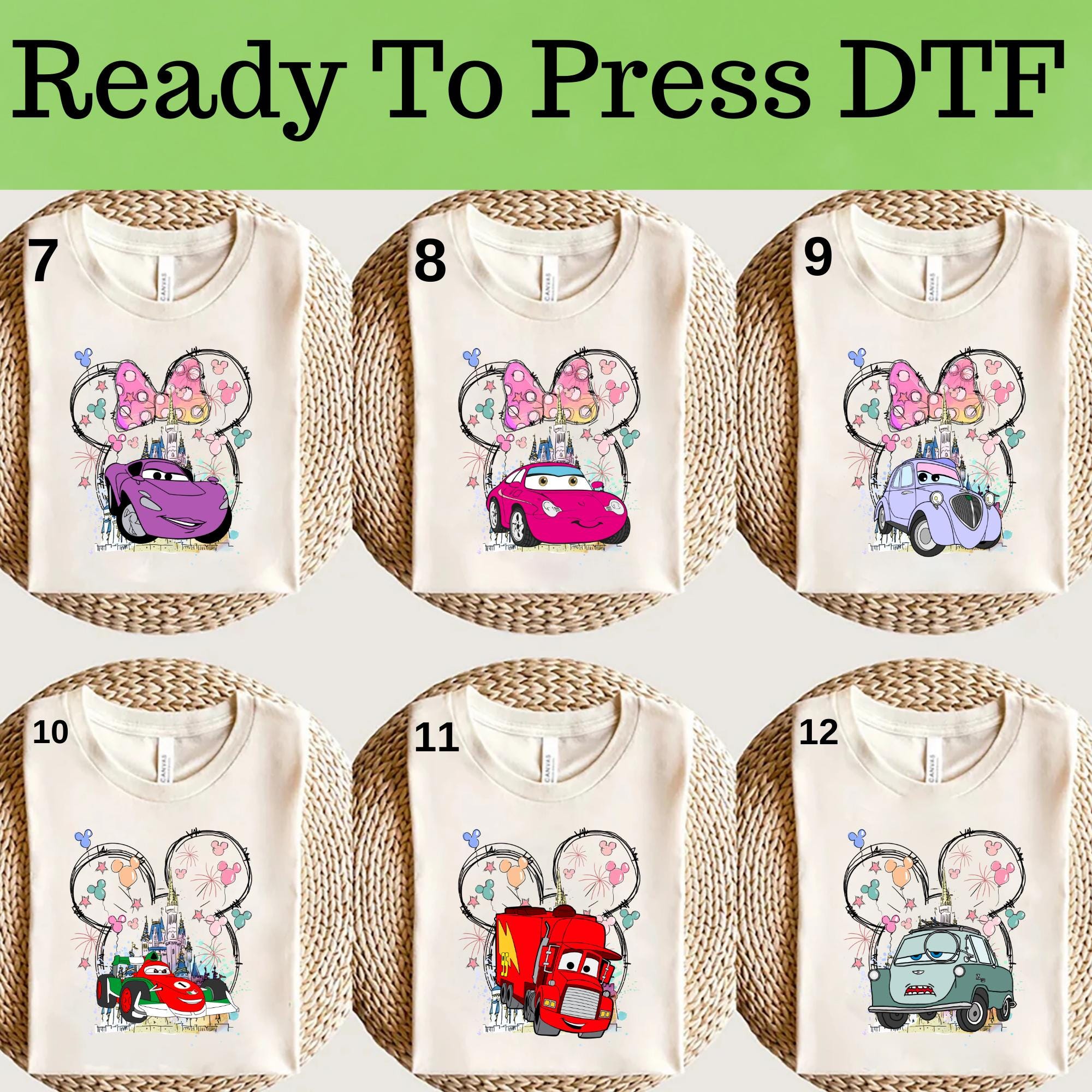 Disney Cars Characters DTF, Disney Cars DTF Transfer, Mcqueen and ...