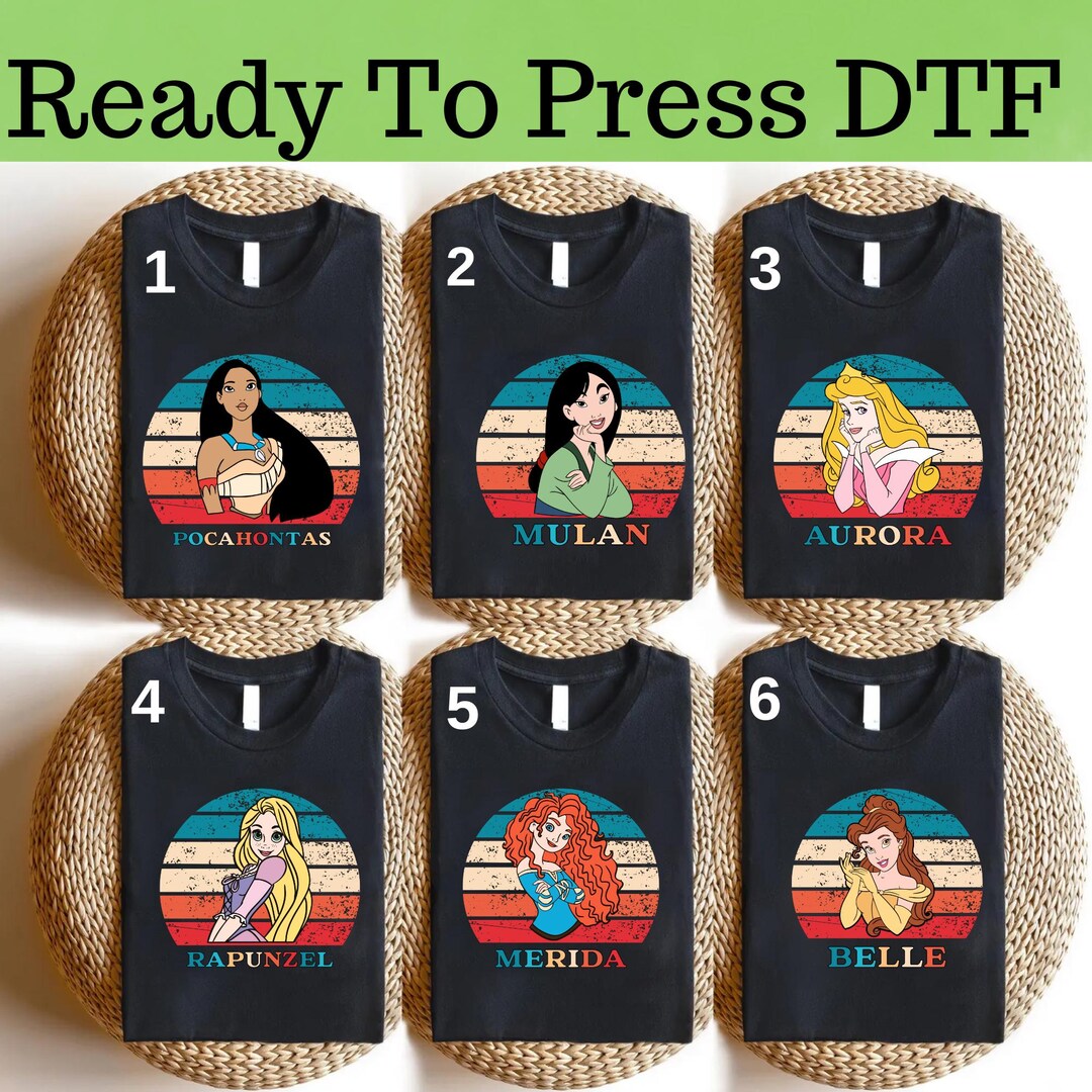 Disney Princesses Character DTF, Disney Princesses Castle DTF Transfer ...