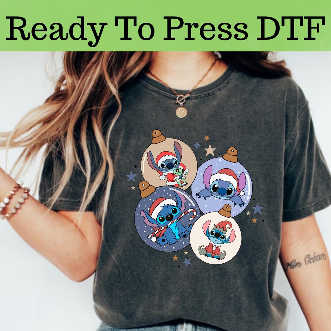 Disney Stitch Christmas DTF, Stitch Watercolor Christmas DTF Transfer ...