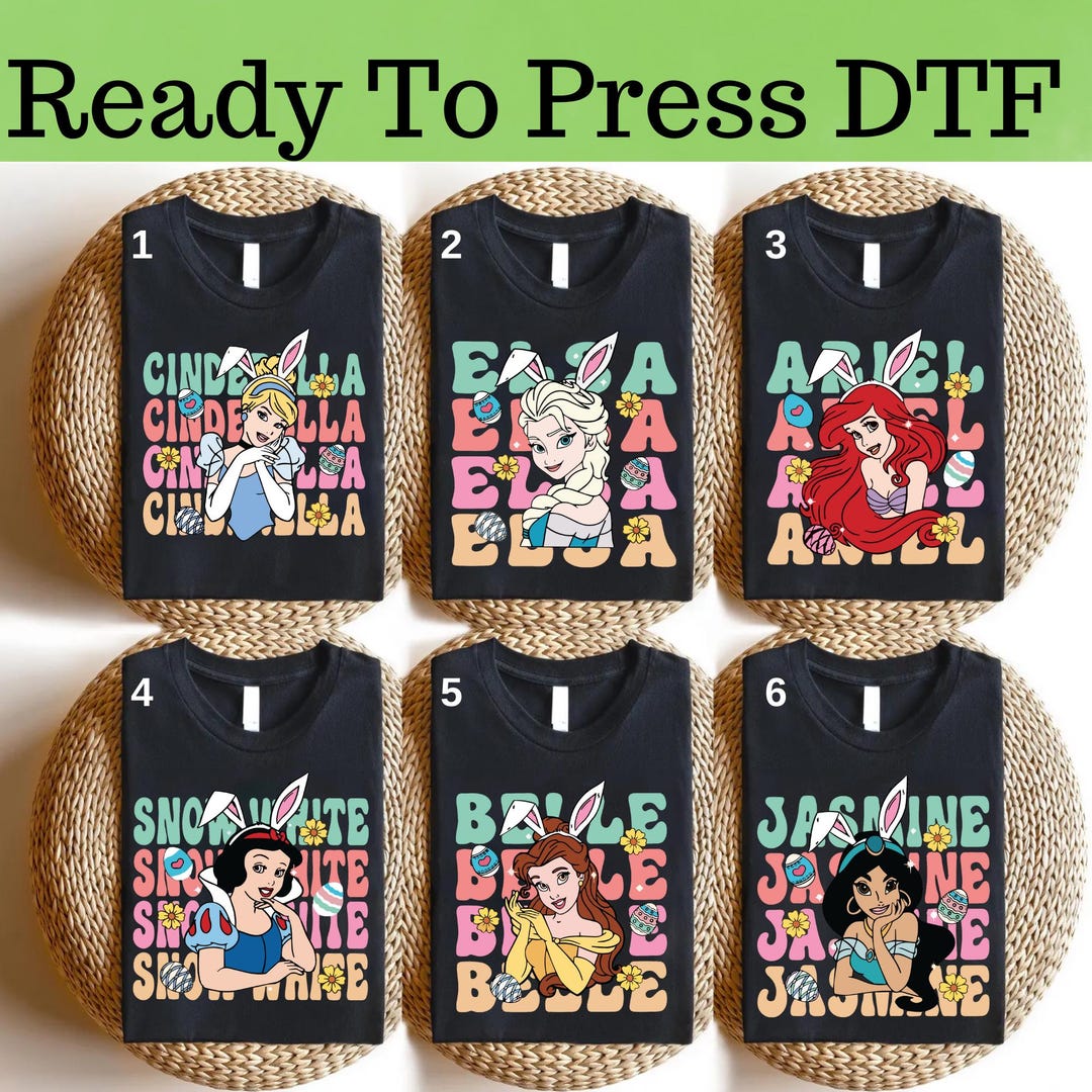 Disney Princesses Easter DTF, Disney Happy Easter DTF Transfer, Disney ...