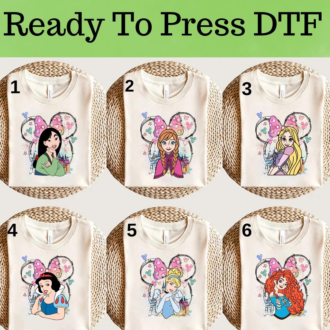 Disney Princesses Character DTF, Disney Princesses Castle DTF Transfer ...
