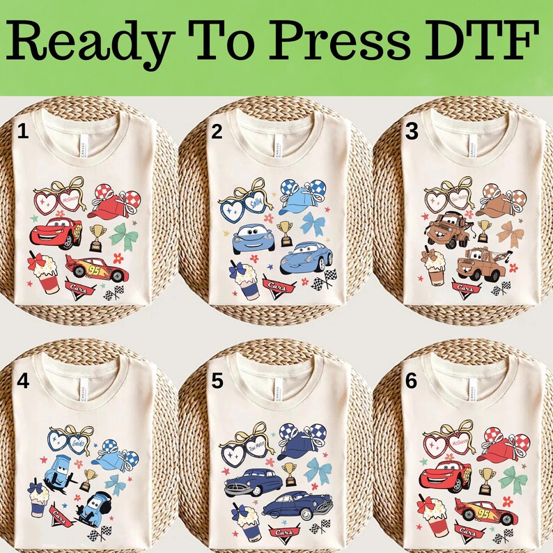 Disney Cars Characters DTF, Disney Cars DTF Transfer, Mcqueen and ...