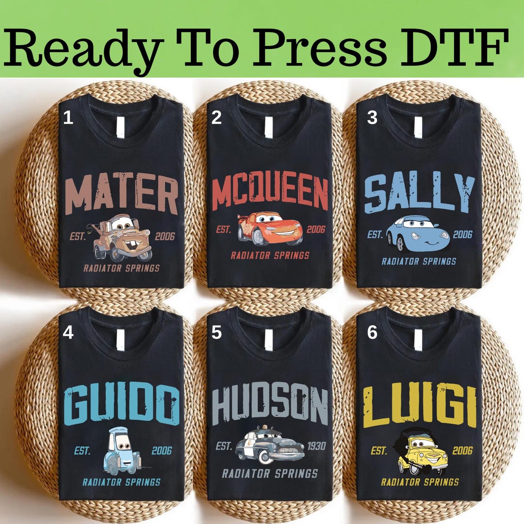 Disney Cars Characters DTF, Disney Cars DTF Transfer, Mcqueen and ...