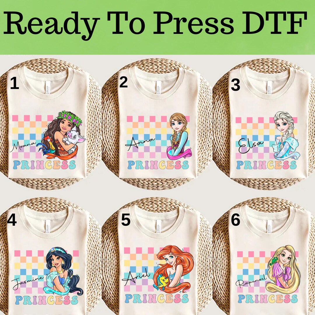 Disney Princesses Character DTF, Disney Princesses Castle DTF Transfer ...