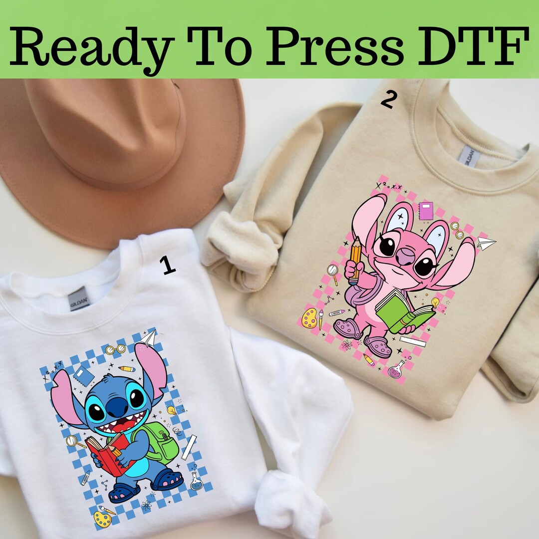 Disney Stitch and Angel School DTF, Disney Stitch Back to School DTF ...