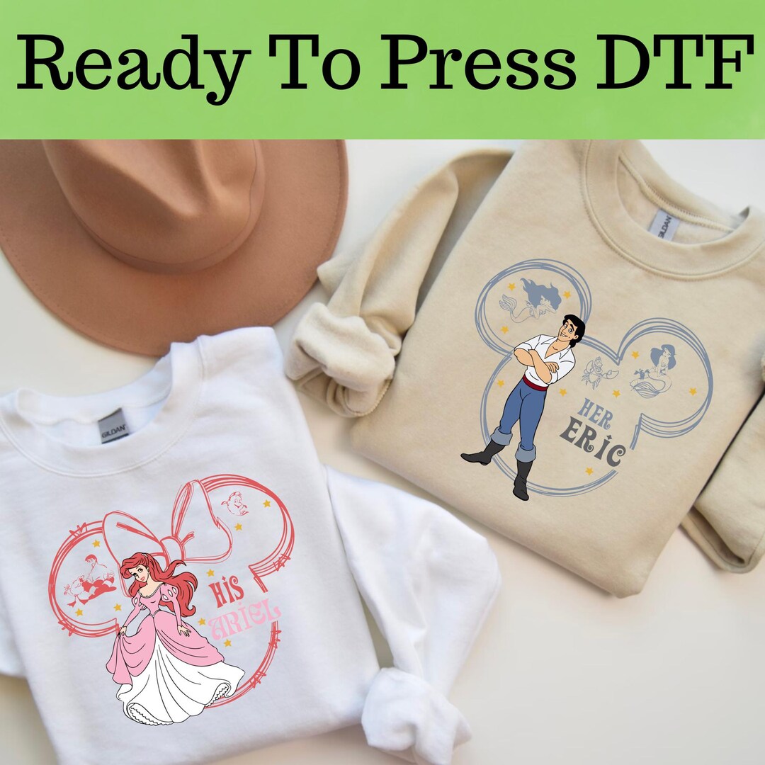 Princess Ariel and Eric Couple DTF, Disney Couple DTF Transfer, Disney ...