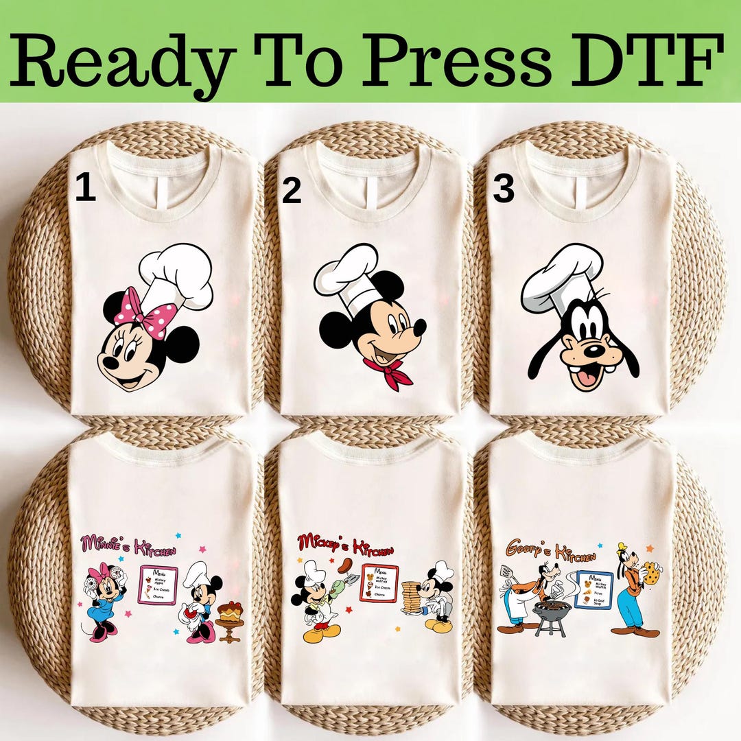 Disney Mickey and Friends Chef DTF, Disney Mickey Characters DTF ...