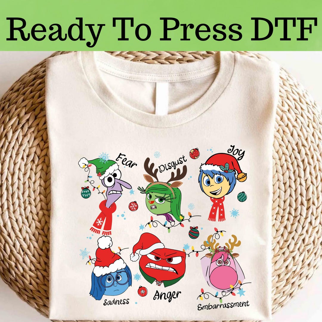 Disney Inside Out Characters Christmas DTF, Inside Out Christmas DTF ...