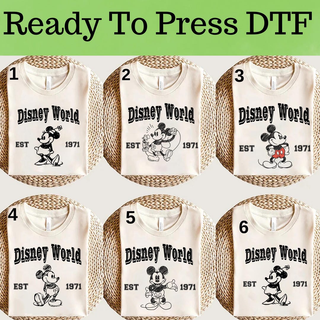 Mickey Mouse Disney World DTF, Disney Mickey Characters DTF, Mickey ...