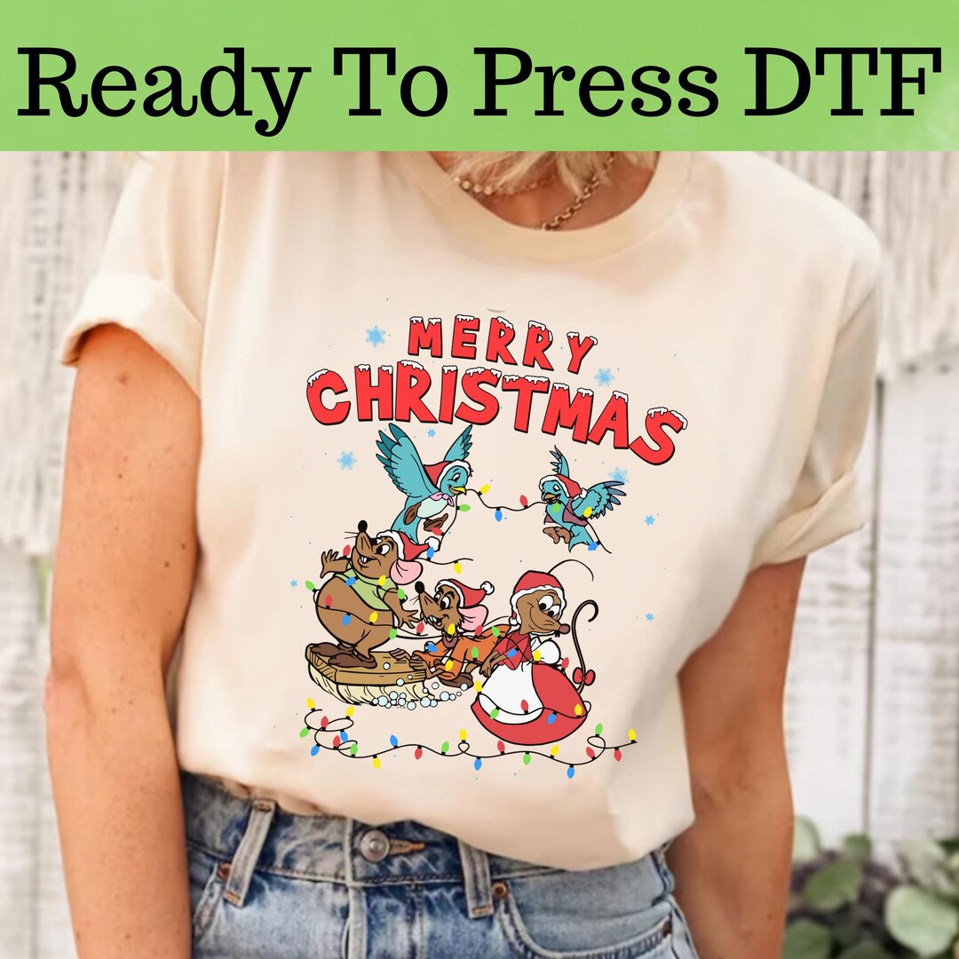 Jaq and Gus Gus Mouse Christmas DTF, Cinderella Gus Gus Christmas DTF ...