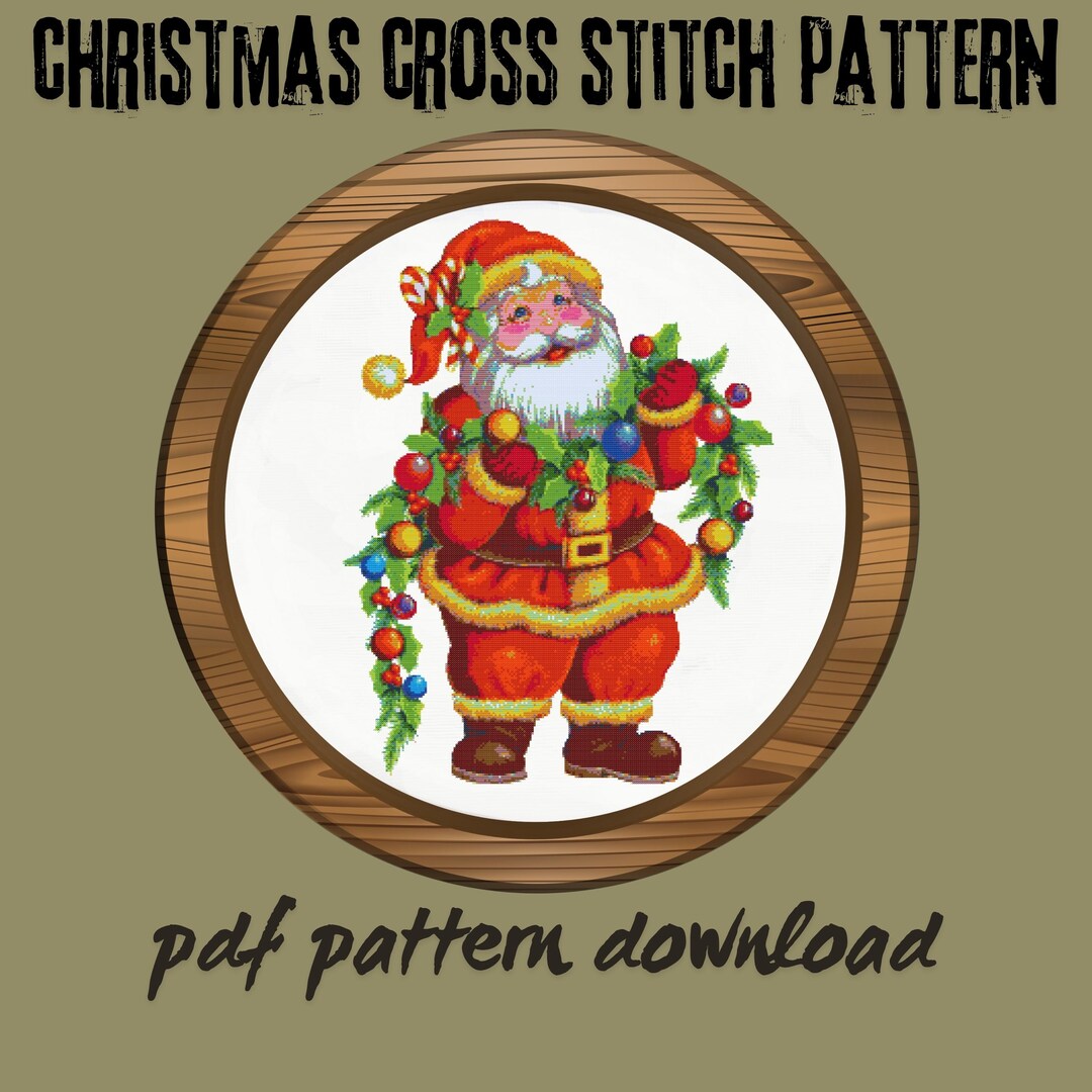 Father Christmas Cross Stitch Pattern: Noel Santa Claus Xmas (PDF ...