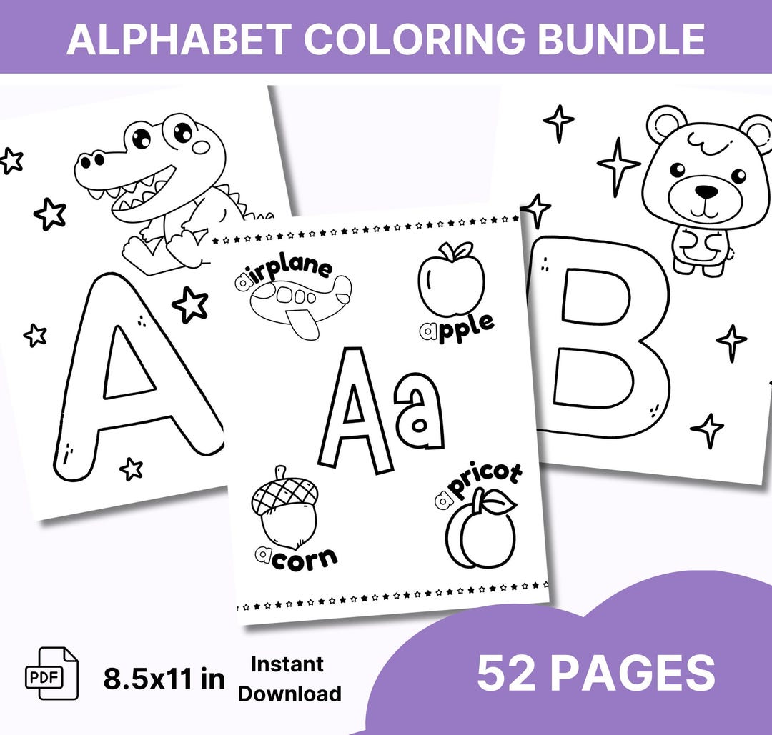 Alphabet Coloring ,52 Alphabet Printable Coloring Pages,preschool ...