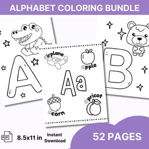 Alphabet Coloring ,52 Alphabet Printable Coloring Pages,preschool ...