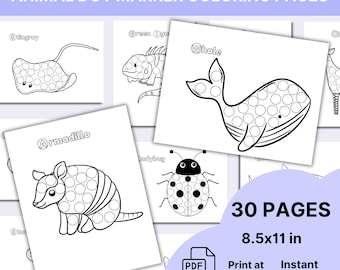 Animal Dot Marker Coloring Book, Dot Marker Animal Coloring Pages, Do a ...