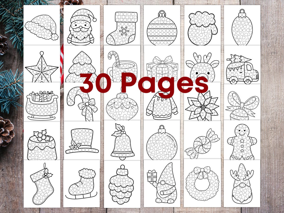 Christmas Dot Marker Coloring Pages, Christmas Kids Activity, Christmas ...