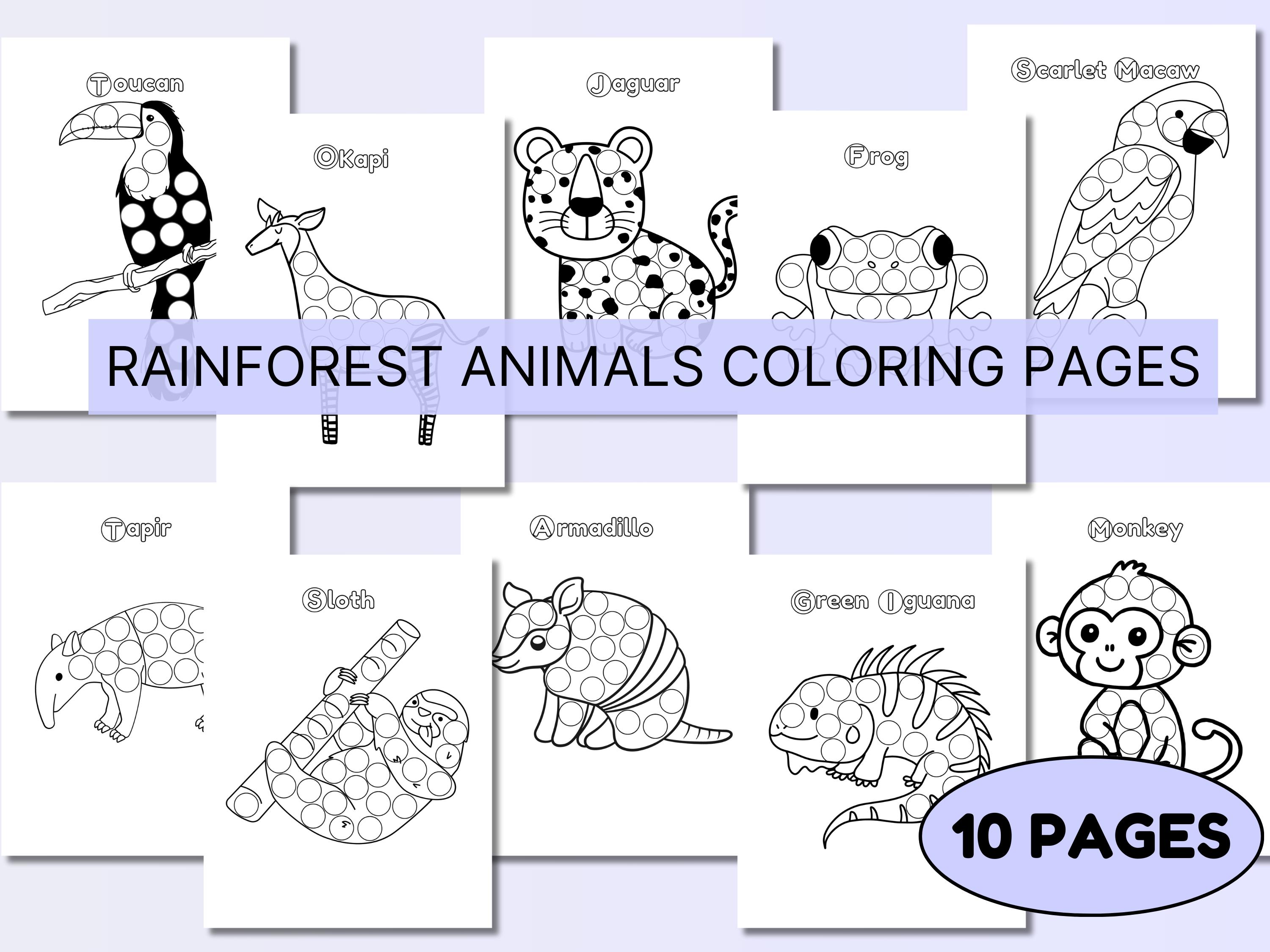 Kids Dot Marker Coloring Pages, Animal Dot Marker Printables, Do a Dot ...