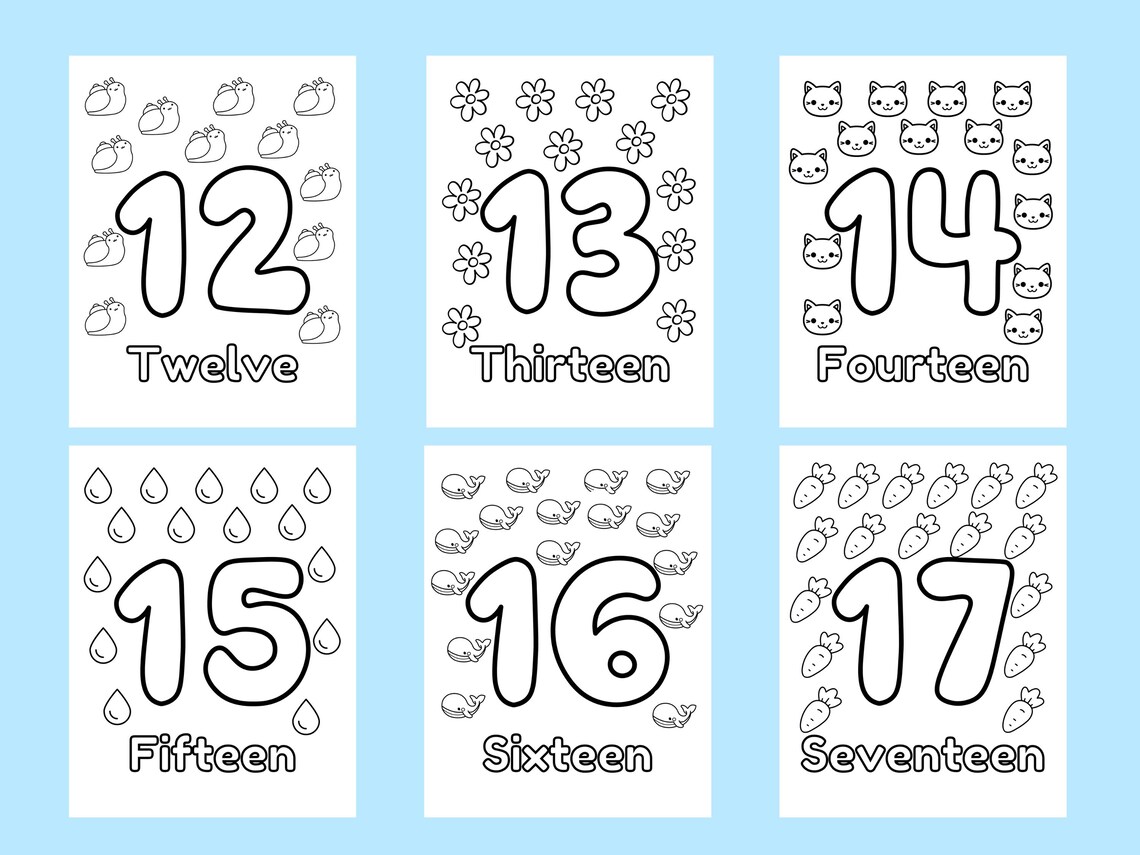 Numbers Coloring Pages, 1 to 20 Printable Coloring Pages, Learning ...