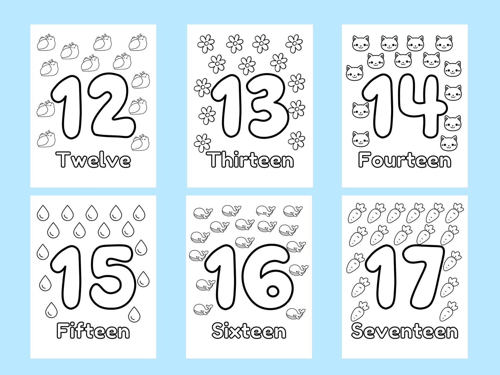 Numbers Coloring Pages, 1 to 20 Printable Coloring Pages, Learning ...