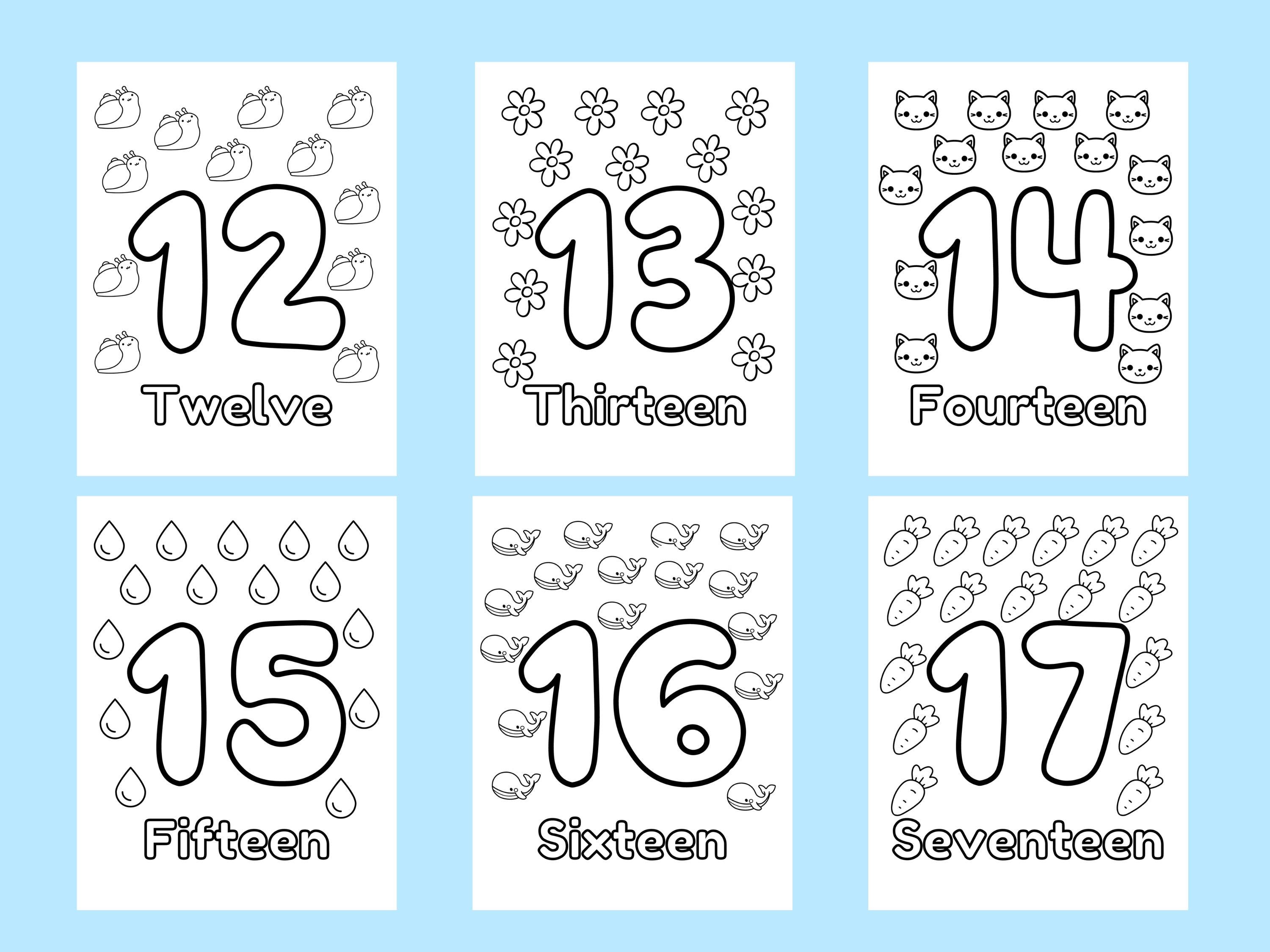 Numbers Coloring Pages, 1 to 20 Printable Coloring Pages, Learning ...
