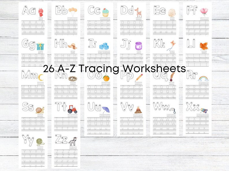 26 Alphabet Tracing Worksheets Preschool, Uppercase Lowercase Letter ...