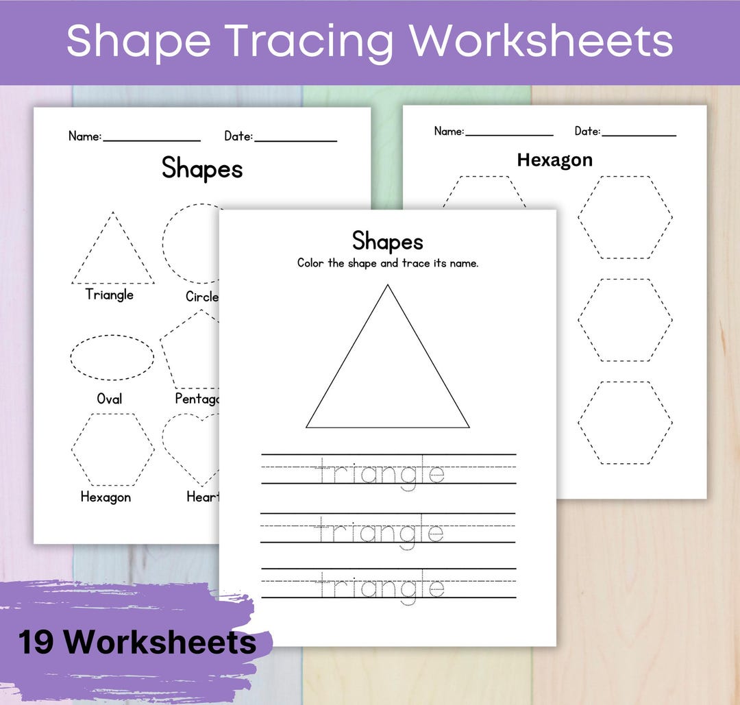 19 Shape Tracing Worksheets, Preschool Shape Tracing, Shape Name ...