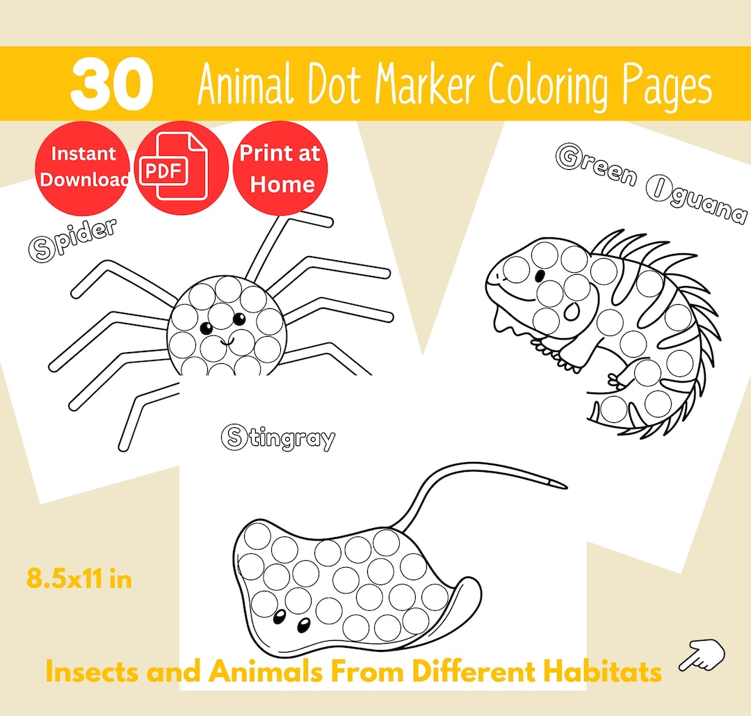 Kids Dot Marker Coloring Pages, Animal Dot Marker Printables, Do a Dot ...