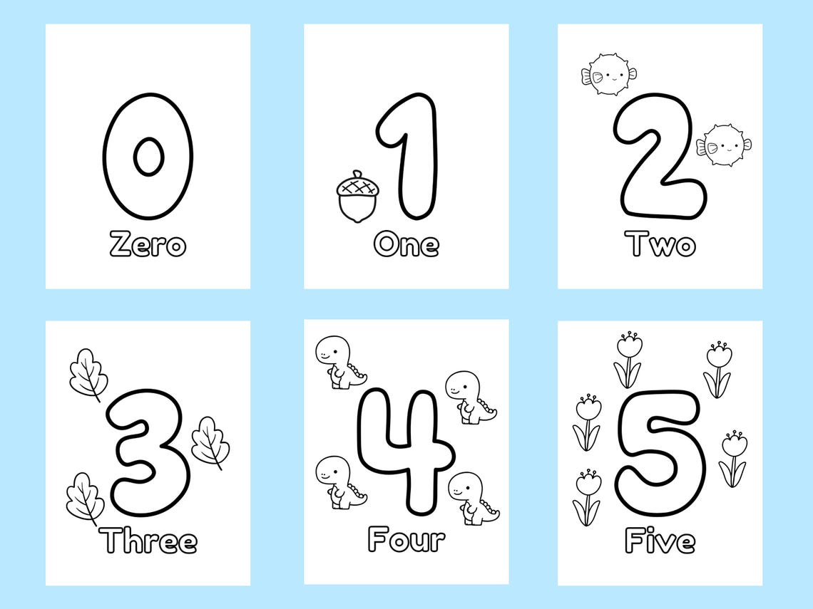 Numbers Coloring Pages, 1 to 20 Printable Coloring Pages, Learning ...