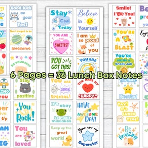 36 Kids Lunch Box Notes Printable, Encouragement Notes for Kids ...