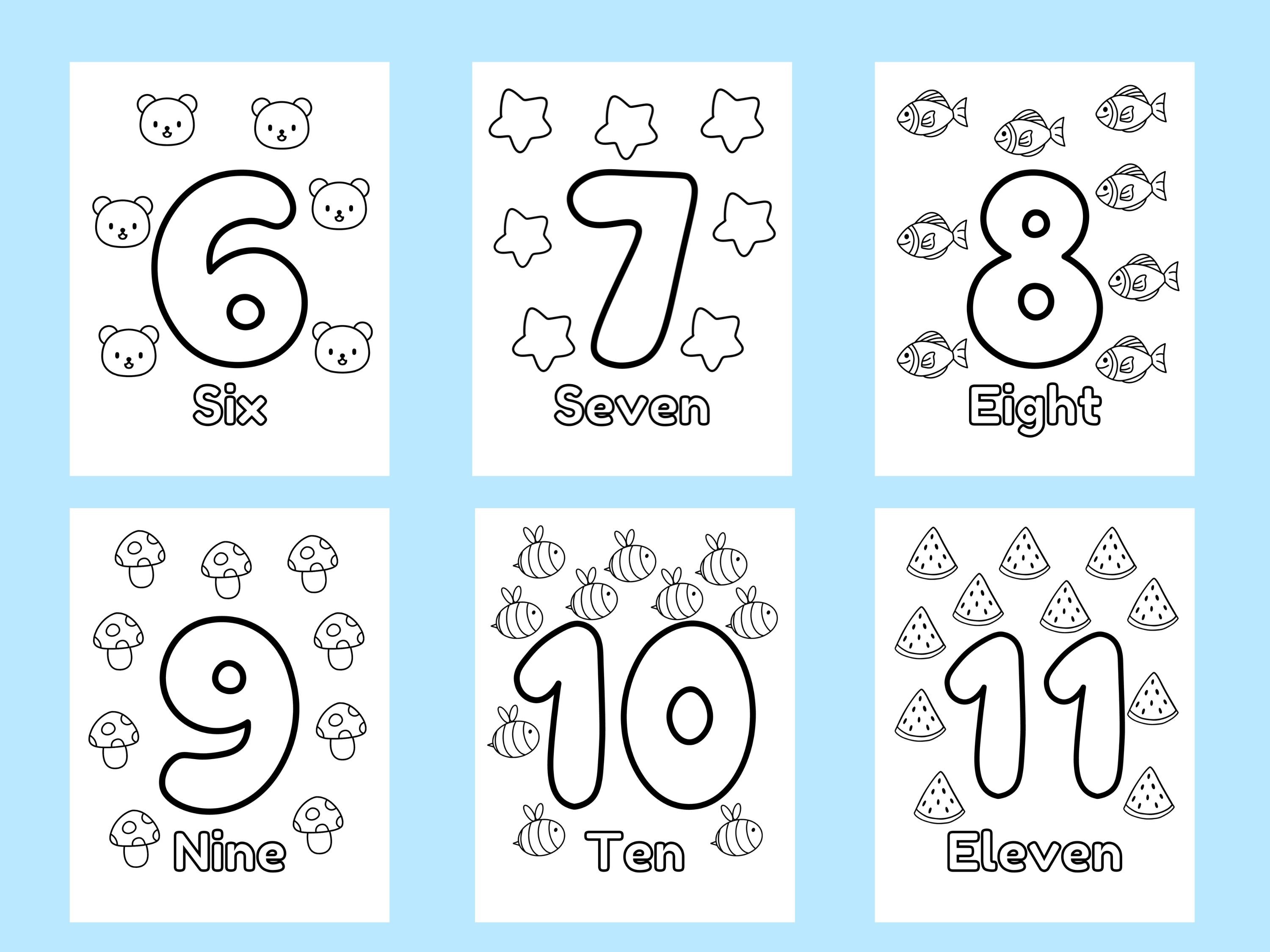 Numbers Coloring Pages, 1 to 20 Printable Coloring Pages, Learning ...