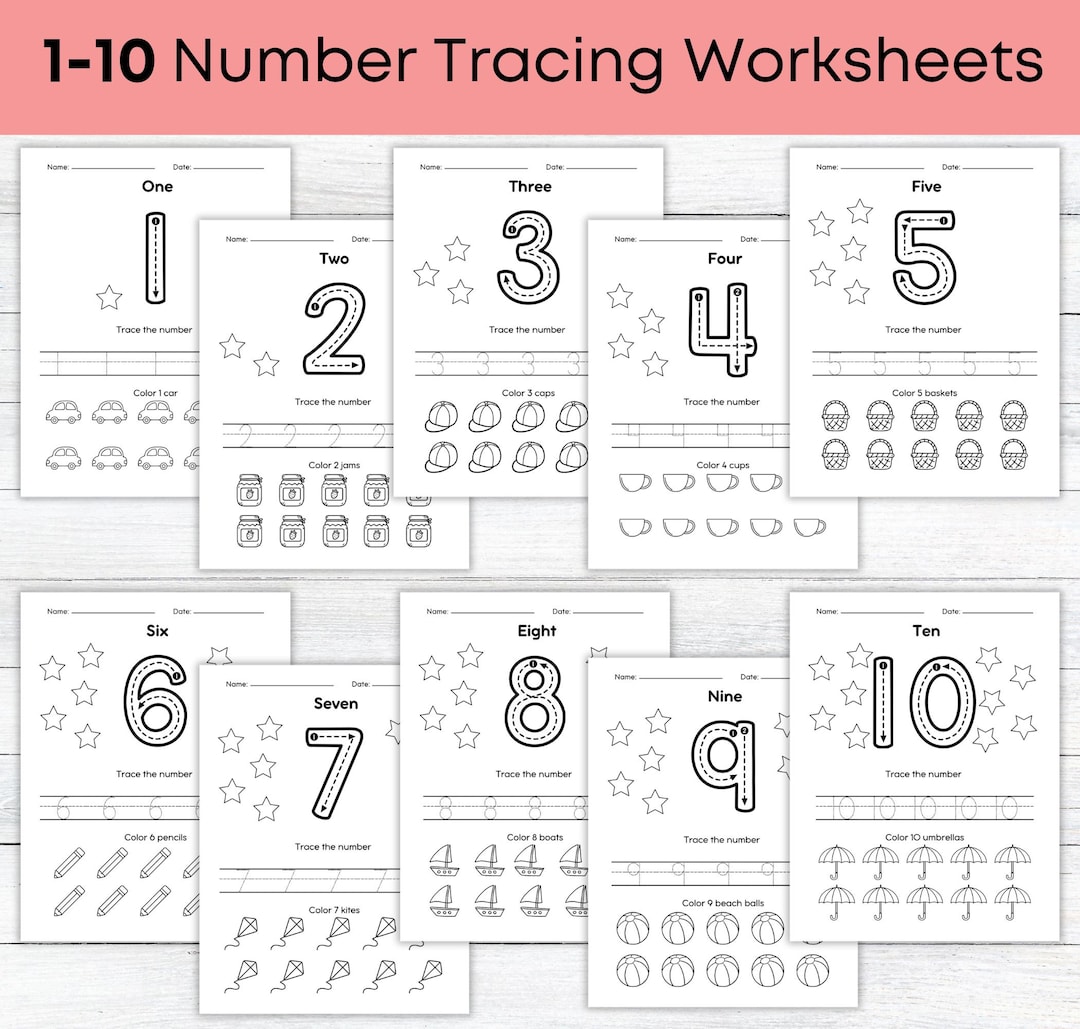 Number Tracing Worksheets,pre-k Number Tracing 1-10, Number Learning ...