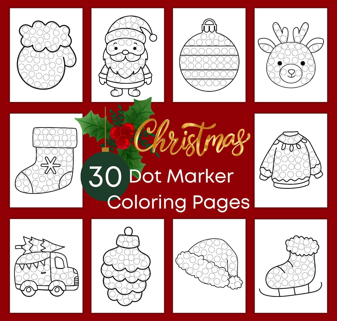 Christmas Dot Marker Coloring Pages, Christmas Kids Activity, Christmas ...