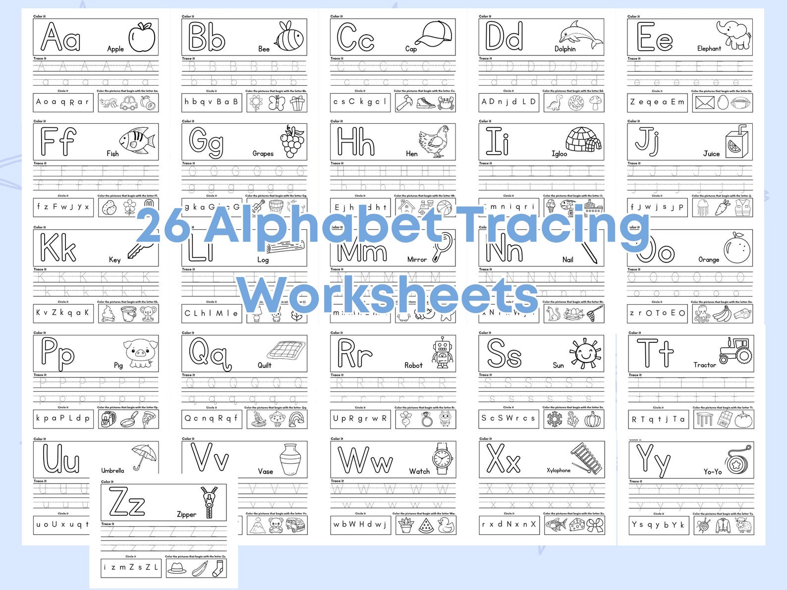 Preschool Alphabet Tracing, Alphabet Coloring Worksheets, Homeschool ...