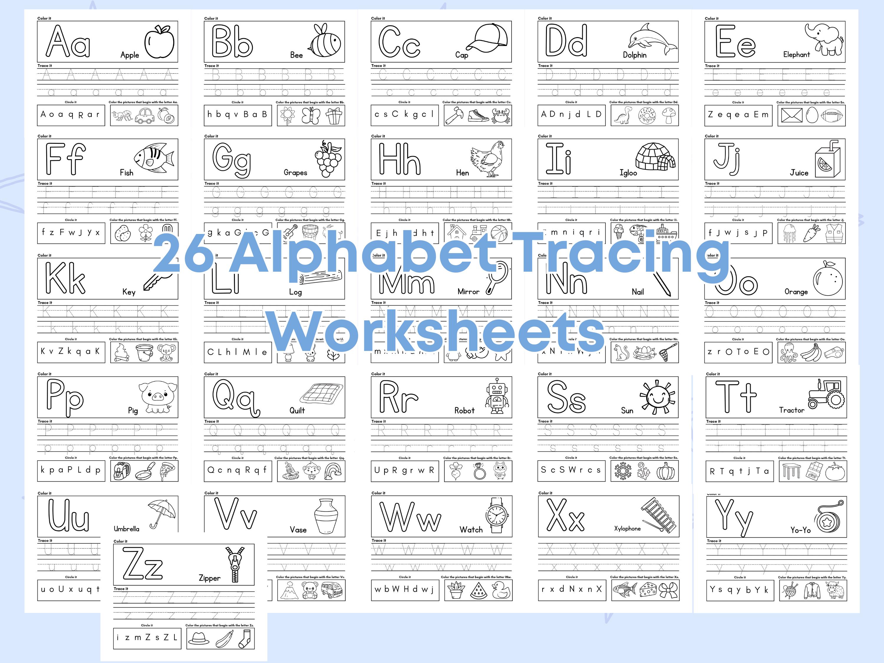 Preschool Alphabet Tracing, Alphabet Coloring Worksheets, Homeschool ...