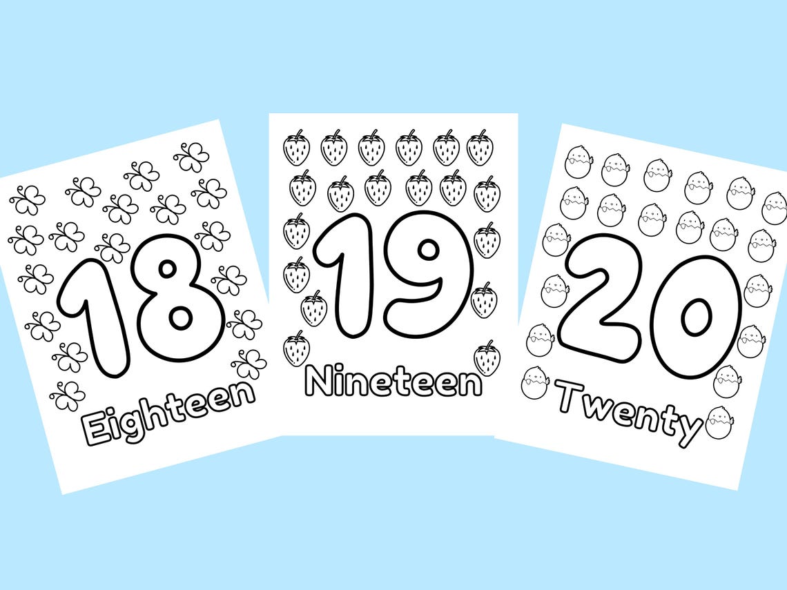 Numbers Coloring Pages, 1 to 20 Printable Coloring Pages, Learning ...