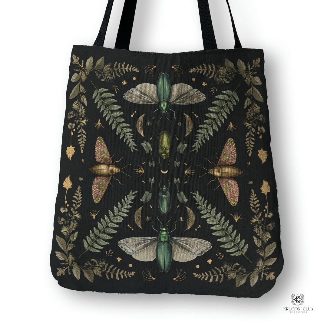 Woven Bug Tapestry Tote Bag: Gothic Goblincore Beetle Design - Etsy