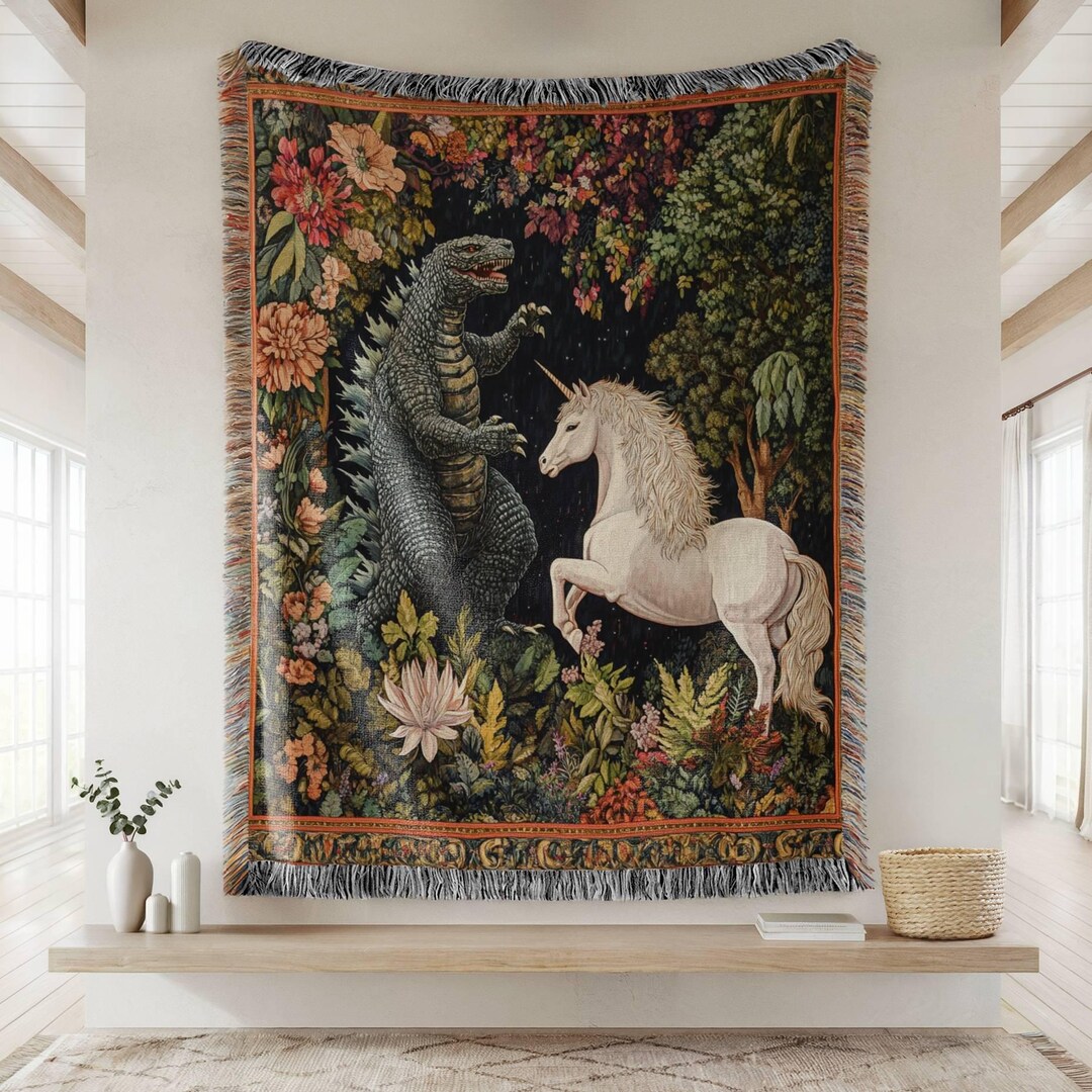 Retro Japanese Giant Monster Tapestry - Retro Kaiju King of the ...