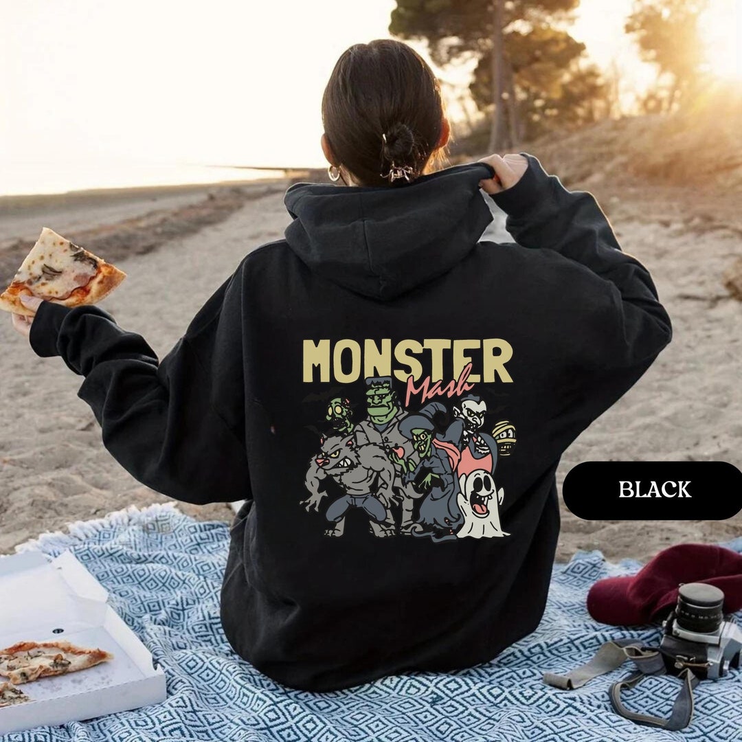 Monsters Y2k Hoodie, Frankenstein Halloween Sweater, 2024 Retro ...