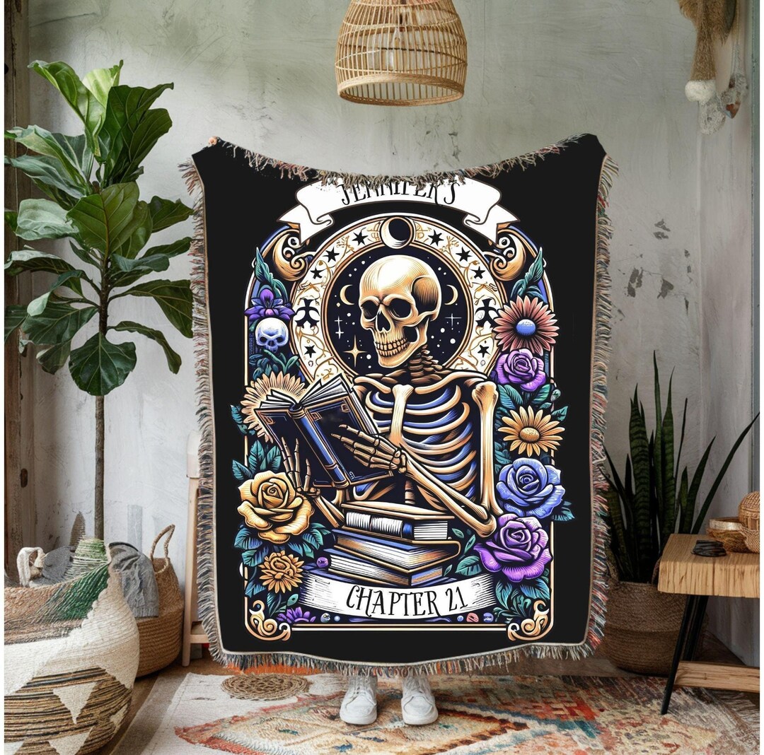 21st Birthday Personalized Woven Blanket, Skeleton Textile Wall Art ...
