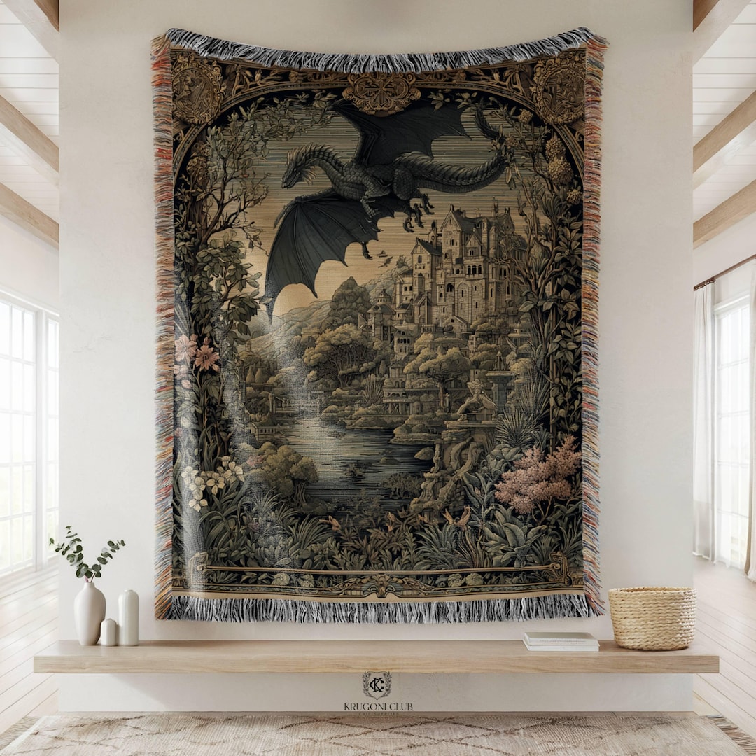 Medieval Forest Woven Tapestry, 100% Cotton Wall Hanging, Castle Decor ...
