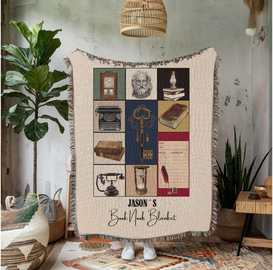Masculine Library Decor Gifts for Readers Personalized Reading Blanket ...