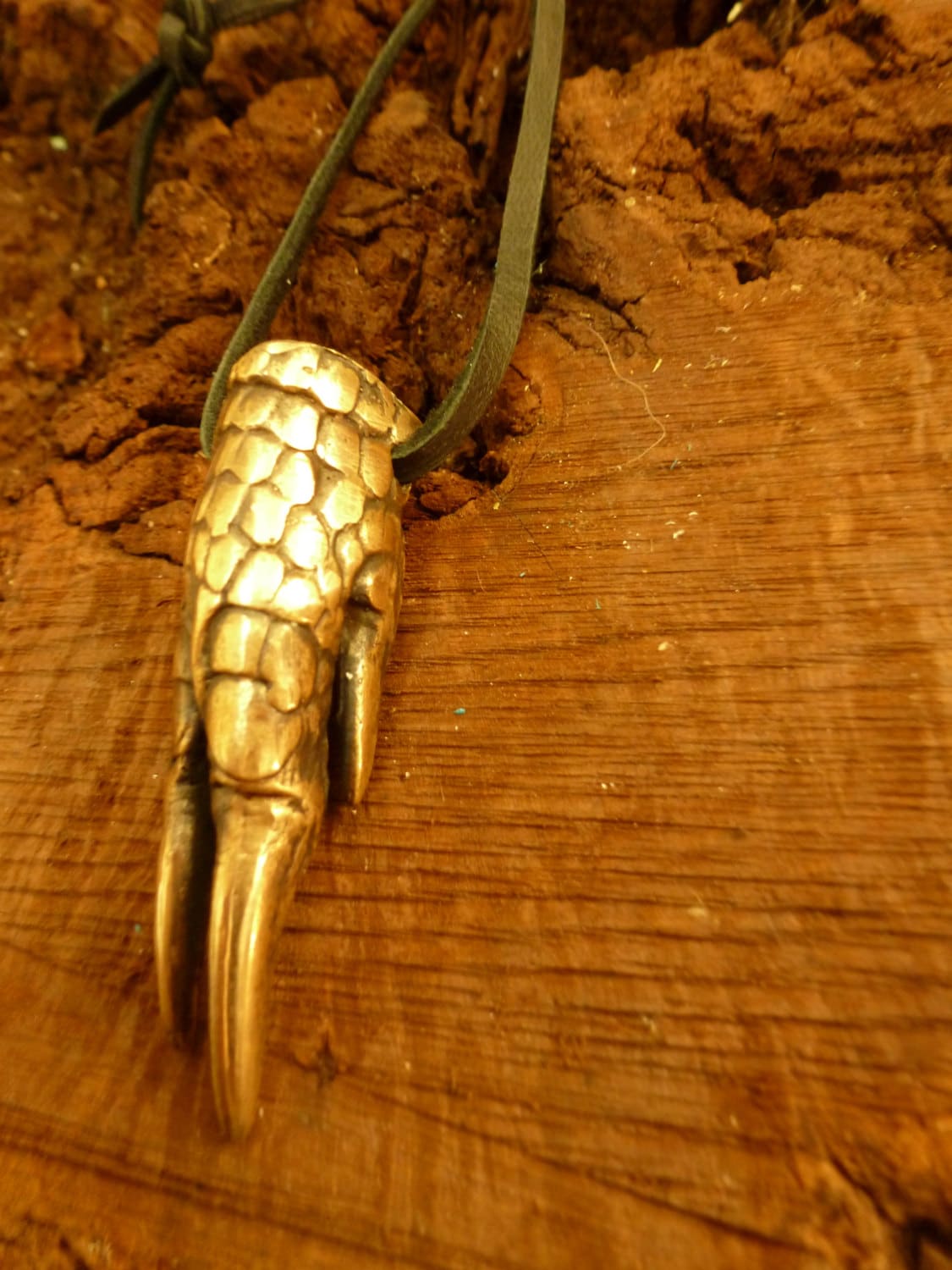 Antique Bronze Cast Armadillo Paw on Black Deerskin Lace - Etsy