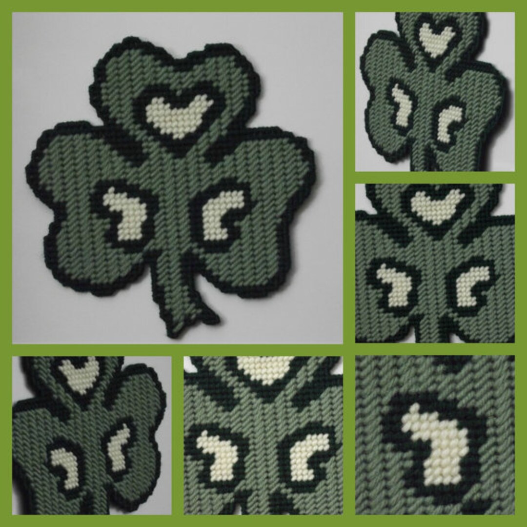 7 Count Plastic Canvas Pdf Pattern Shamrock Magnet Refrigerator Magnet ...