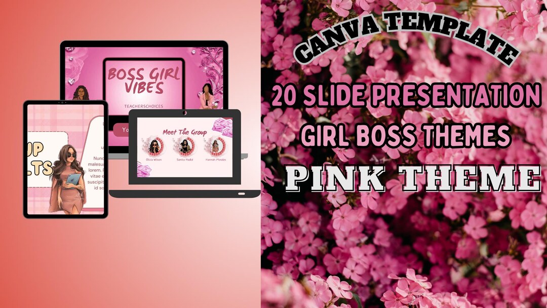 Canva Slide Presentation Pink Girl Boss Theme Powerpoint Slide Deck - Etsy
