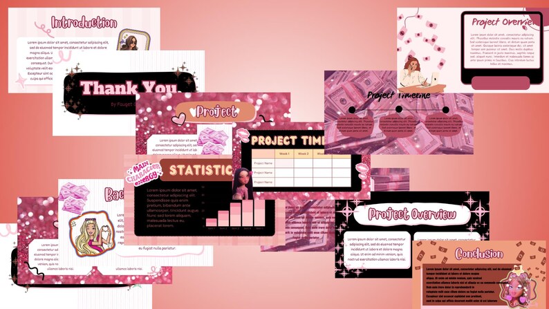 Canva Slide Presentation Pink Girl Boss Theme Powerpoint Slide Deck - Etsy