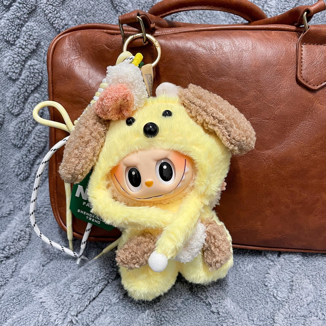 Labubu in Clothes Doll Plush Bag Charms Keychain Accessories for Purse ...