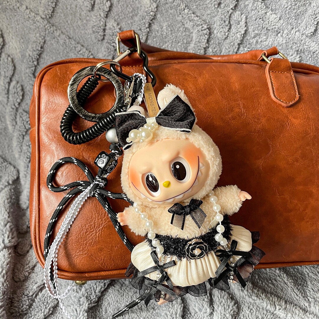 Labubu Dress in Clothes Doll Plush Bag Charms Keychain Accessories for ...
