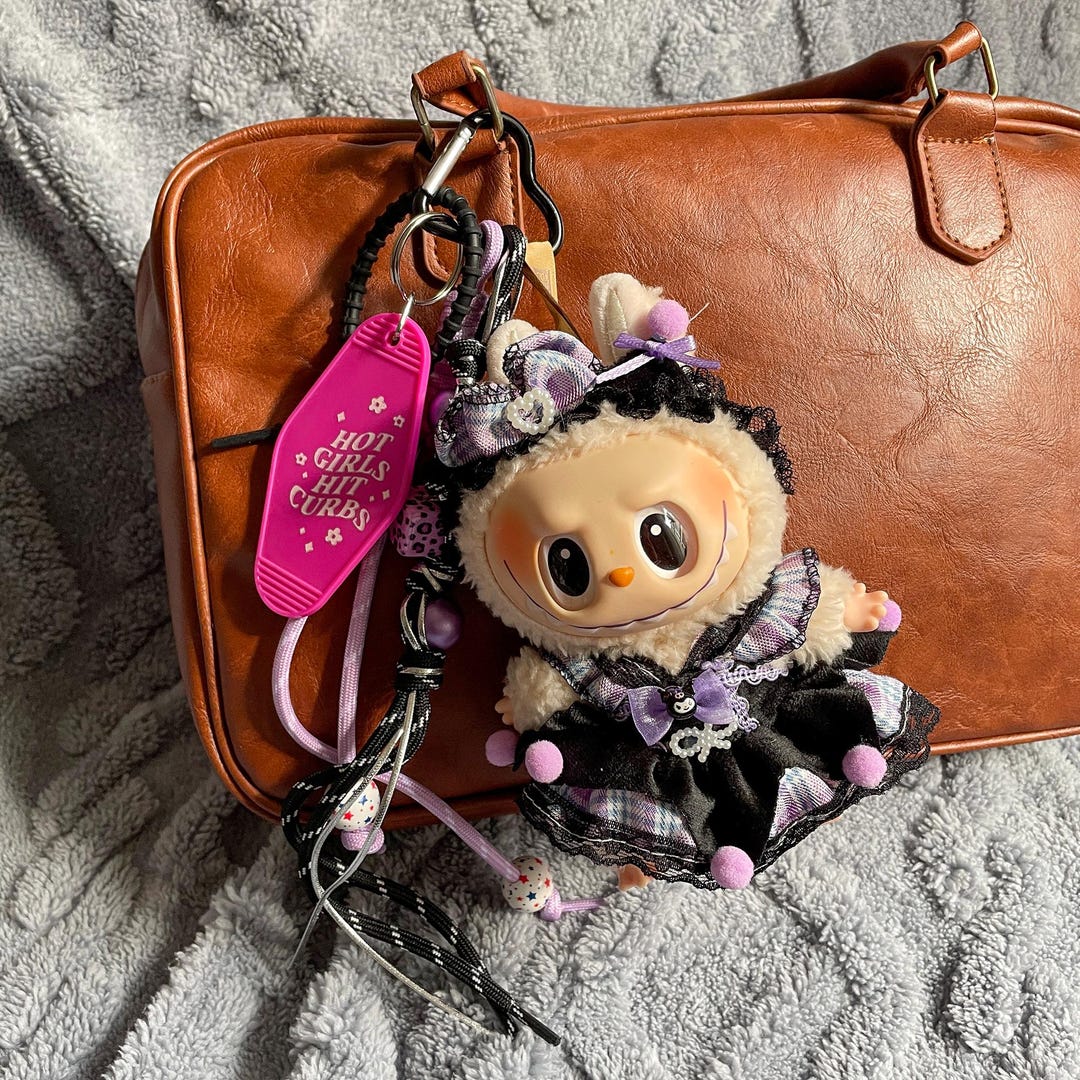 Labubu Doll Plush Bag Charms Keychain Accessories for Purse Handbag ...